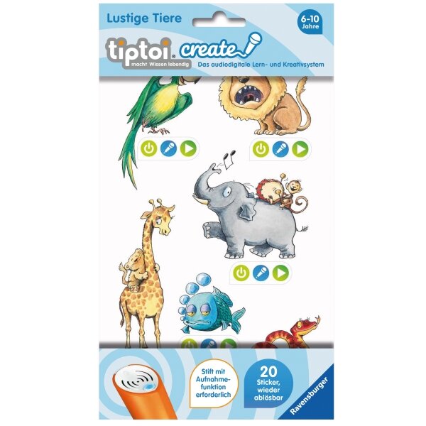Ravensburger - tiptoi - CREATE Sticker Lustige Tiere (A)